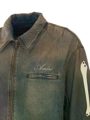 Amiri Lea Bones Zip-up Denim Jacket