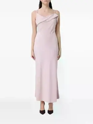 HANITA Maxi Asymmetric Cowl-neck Dress - Pink