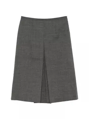 Prada Pleated-detail Triangle-logo Skirt - Grey
