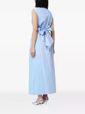 HANITA Sleeveless Pleated Shirt Maxi Dress - Blue