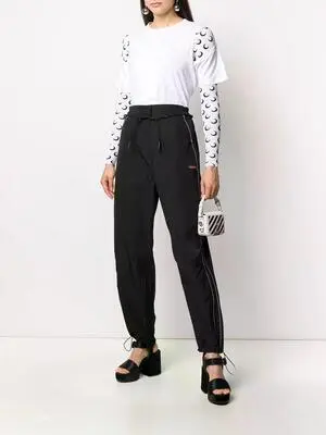 COUNTY OF MILAN Side Stripe Drawstring Track Pants - Black