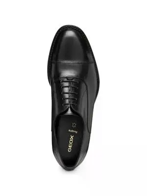 Geox Barberigo Leather Derby Shoes - Black