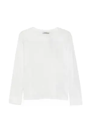 Max Mara Logo-embroidered Long-sleeve T-shirt - Grey