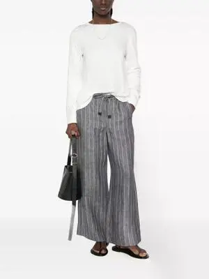 Max Mara Logo-embroidered Long-sleeve T-shirt - Grey