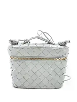 Bottega Veneta Vanity Case On Strap Intrecciato Leather Mini Crossbody Bag Grey