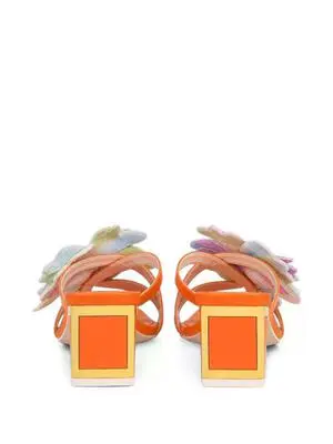 KAT MACONIE Floral Appliqué Block Heel Sandals - Pink