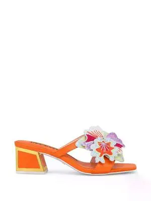 KAT MACONIE Floral Appliqué Block Heel Sandals - Pink