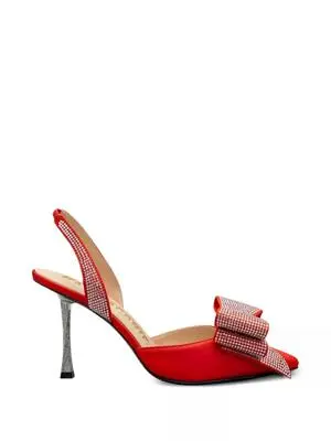 KAT MACONIE Mahira Crystal-embellished Bow-detail Pumps - Red