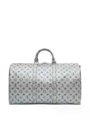 LOUIS VUITTON 50 Monogram Metallic Keepall Bandouliere Holdall - Silver