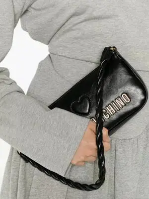 Moschino Heart-patch Logo-plaque Shoulder Bag - Black