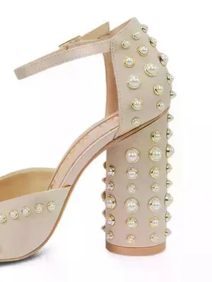 KAT MACONIE Zozo Pearl-embellished Block-heel Pumps