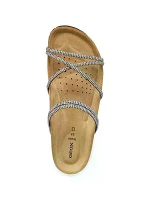 Geox Brionia R Crystal-embellished Strappy Slides