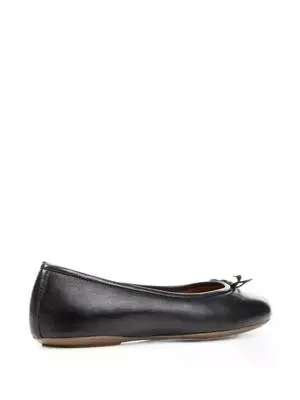 Geox Palmaria Leather Ballet Flats With Bow Detailing - Black