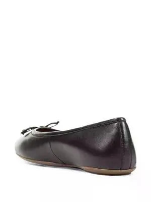 Geox Palmaria Leather Ballet Flats With Bow Detailing - Black