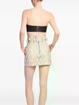 Elie Saab Python-print Belted Mini Skirt
