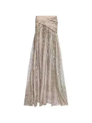 Elie Saab Python-print Silk Maxi Skirt - Neutrals