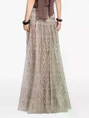 Elie Saab Python-print Silk Maxi Skirt