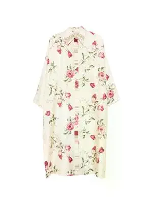 Antonio Marras Floral-print Shirt Midi Dress - Neutrals