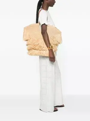 Zimmermann Medium Goldentime Fringed Tote Bag - Neutrals