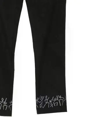 COUNTY OF MILAN Straight-leg Trousers With Doodle Print - Black