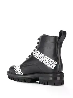 Dsquared2 Logo Print Lace-up Boots - Black