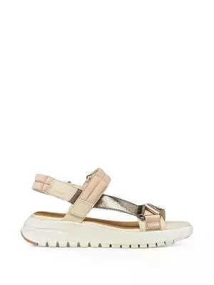 Geox Flextride S Metallic-finish Touch-strap Sandals - Neutrals