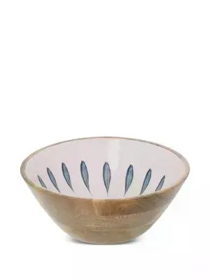 J-LINE Fish-print Wooden Bowl - Brown