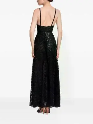 Elie Saab Sequin-embroidered Lace-overlay Maxi Dress