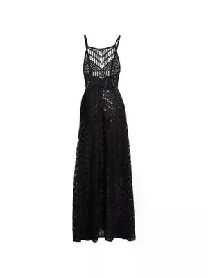 Elie Saab Sequin-embroidered Lace-overlay Maxi Dress