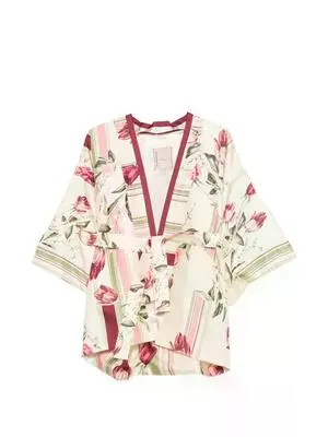 Antonio Marras Floral-print Belted Jacket - Neutrals