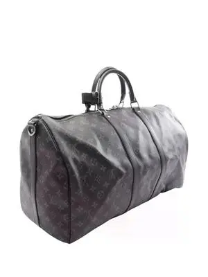 LOUIS VUITTON 2016-2026 Monogram Eclipse Keepall Bandouliere 55 Travel Bag - Black