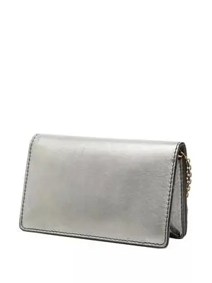 Dior Metallic Calfskin Jadior Clutch With Chain Crossbody Bag - Silver