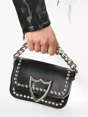 HTC LOS ANGELES Micro Studded Leather Shoulder Bag - Black