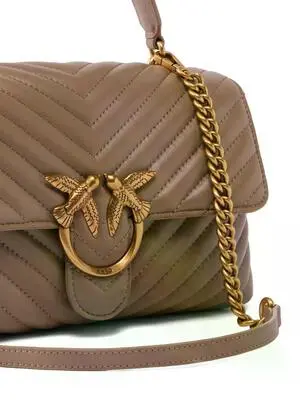 Pinko Love Birds Chevron-quilted Tote Bag - Brown
