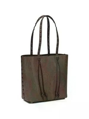Etro Paisley-print Whipstitch-trim Shoulder Bag - Brown