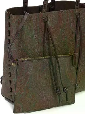 Etro Paisley-print Whipstitch-trim Shoulder Bag - Brown