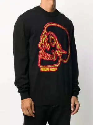 Philipp Plein Logo Skull Embroidered Sweatshirt