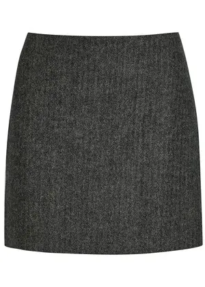 BLAZÉ MILANO Coci Herringbone Wool-blend Mini Skirt - Black
