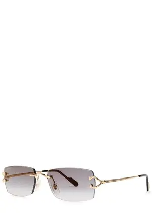 Cartier Rimless Rectangle-frame Sunglasses - Grey