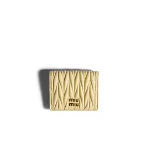 Miu Miu Small Matelassé Nappa Leather Wallet - Cream