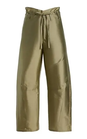 Chan Luu Techno Taffeta Wide Leg Pants - Green