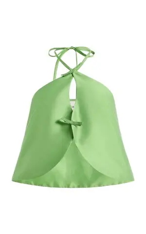 MARLIES GRACE Halter Neck Taffeta Top - Green