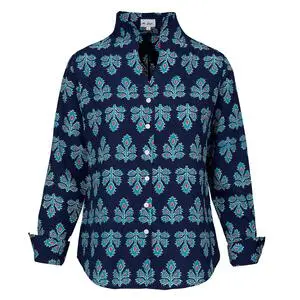 AT LAST... Chelsea Shirt In Navy & Thistle - Blue