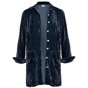 AT LAST... Bonnie Silk Velvet Shirt/jacket In Slate - Grey