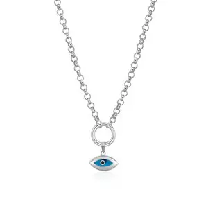 THE PHEIA Mini Orbital Chain Necklace With Evil Eye - Silver