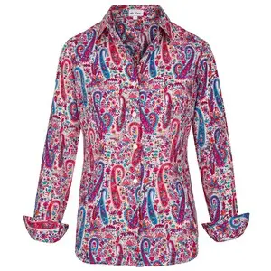 AT LAST... Paisley Print Viscose Shirt - Blue/pink