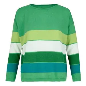 AT LAST... Cashmere Mix Sweater In With Solid Multi Stripes