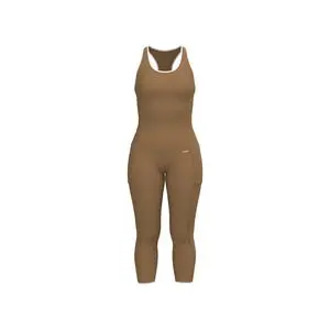AORA ATHLETICS Two Tone Eco-friendly High-performance Fullsuit – Sustainable Breathable Stretch Full Body Suit With Relaxed Fit – Versatile Activewear Jumpsuit For Training, Travel, Gym, Athleisure, Studio, Streetwear And Everyday Comfort - Brown