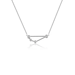 GENEVIEVE COLLECTION Capricorn Zodiac Constellation Necklace 18k Gold & Diamond - White