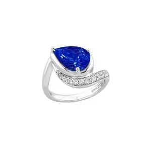 Arte Madrid Sierra Pavé Contour Pear-shaped Solitaire Ring Sapphire Royal - Blue